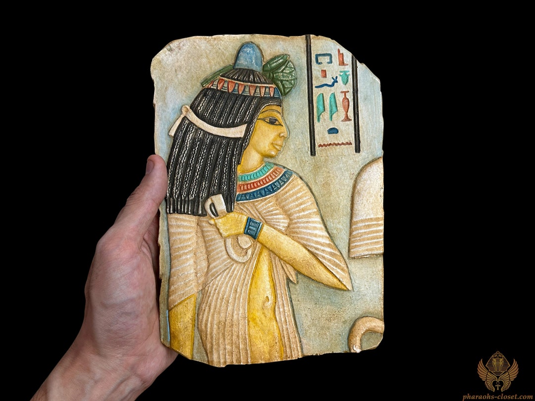 Cleopatra Egyptian Bas-relief Wall Mounted Stone Tablet - Stone ...