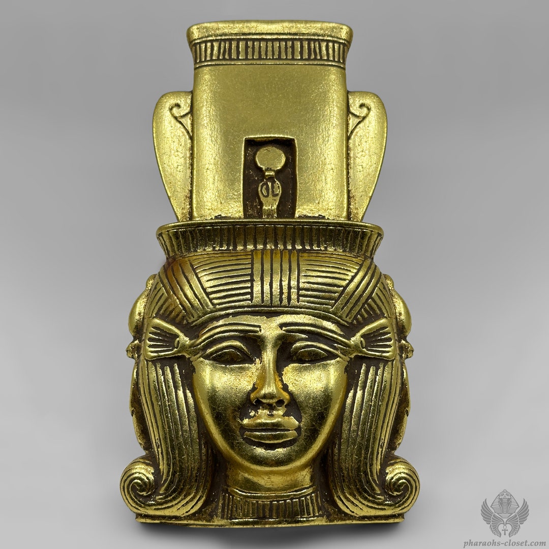 The Golden Hathor Wall Hanging Sculpture - 14k Gold Coated Statue of ...