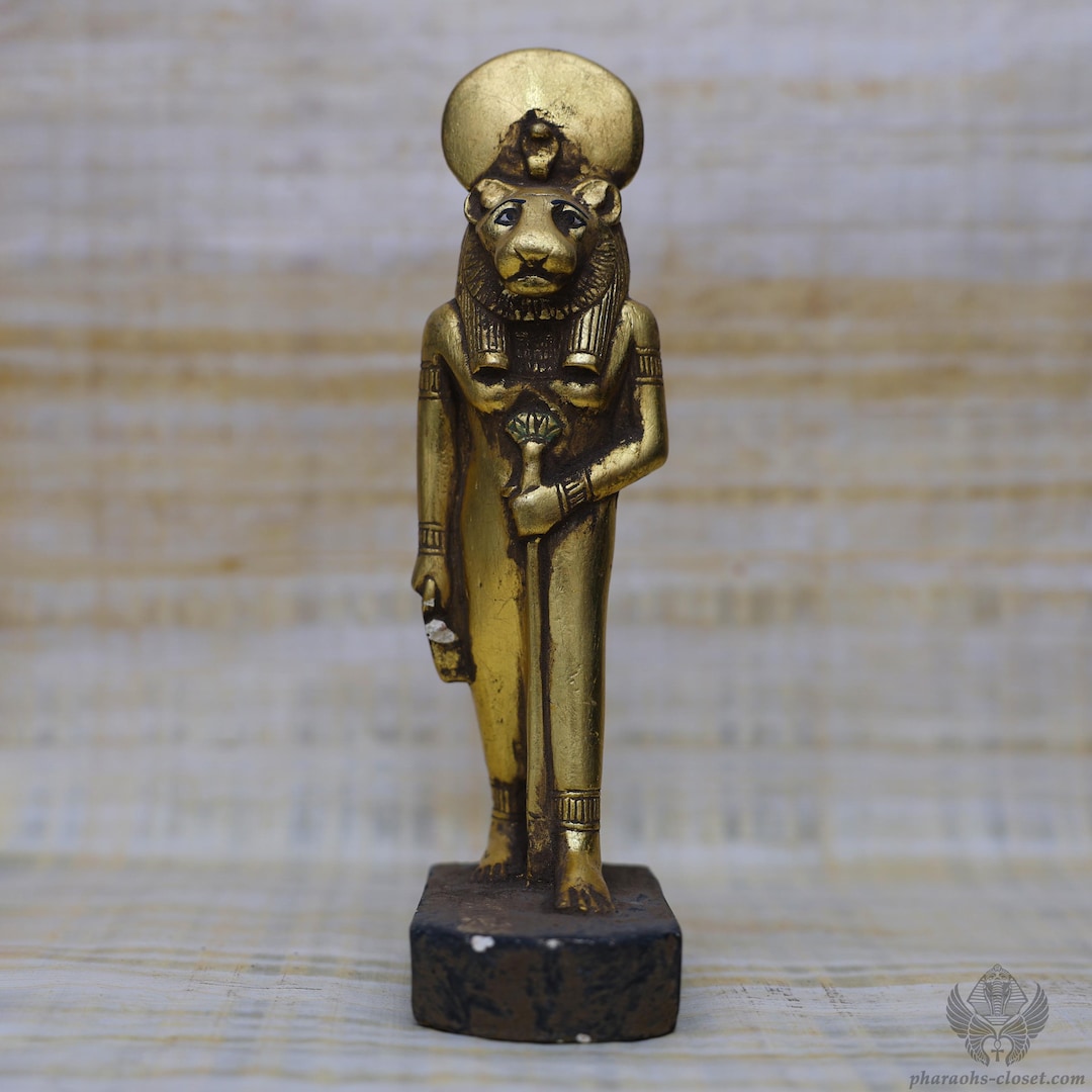 Powerful Sekhmet for Healing Coated With 14K Gold - Breathtaking Stone ...