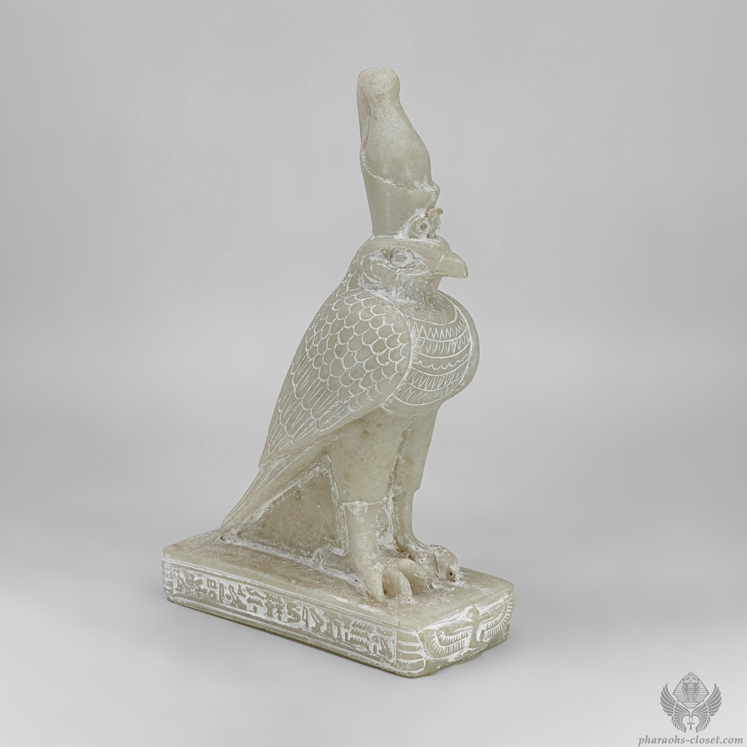 White Horus Statue in His Bird Form - Rare Horus Statue Decorated With ...