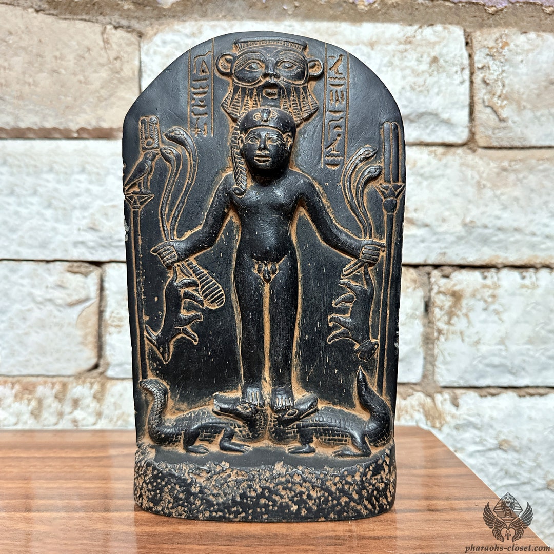 Cippus of Horus on the Crocodiles 50 Years Old Rare Stela Sculpture of ...