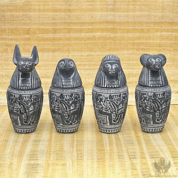Set Of 4 Egyptian Canopic Jars Ancient Egypt Burial ANCIENT EGYPTIAN