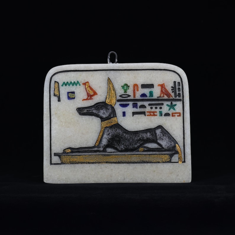 Lord Anubis Egyptian Tablet - Rare Egyptian Alabaster Stele Stela ...