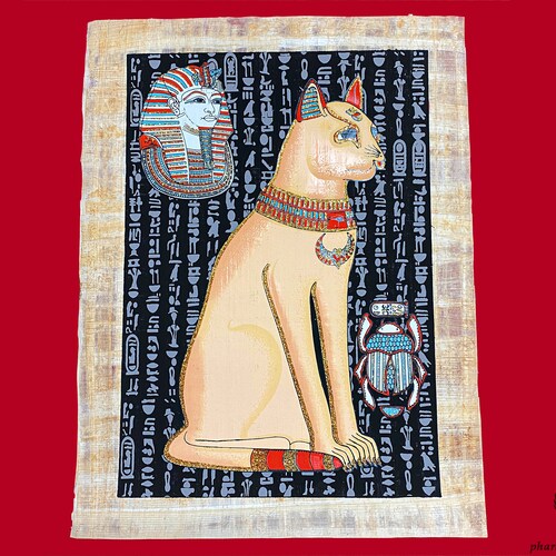 The Royal Bastet Glowing Papyrus Painting Unique Ancient - Etsy