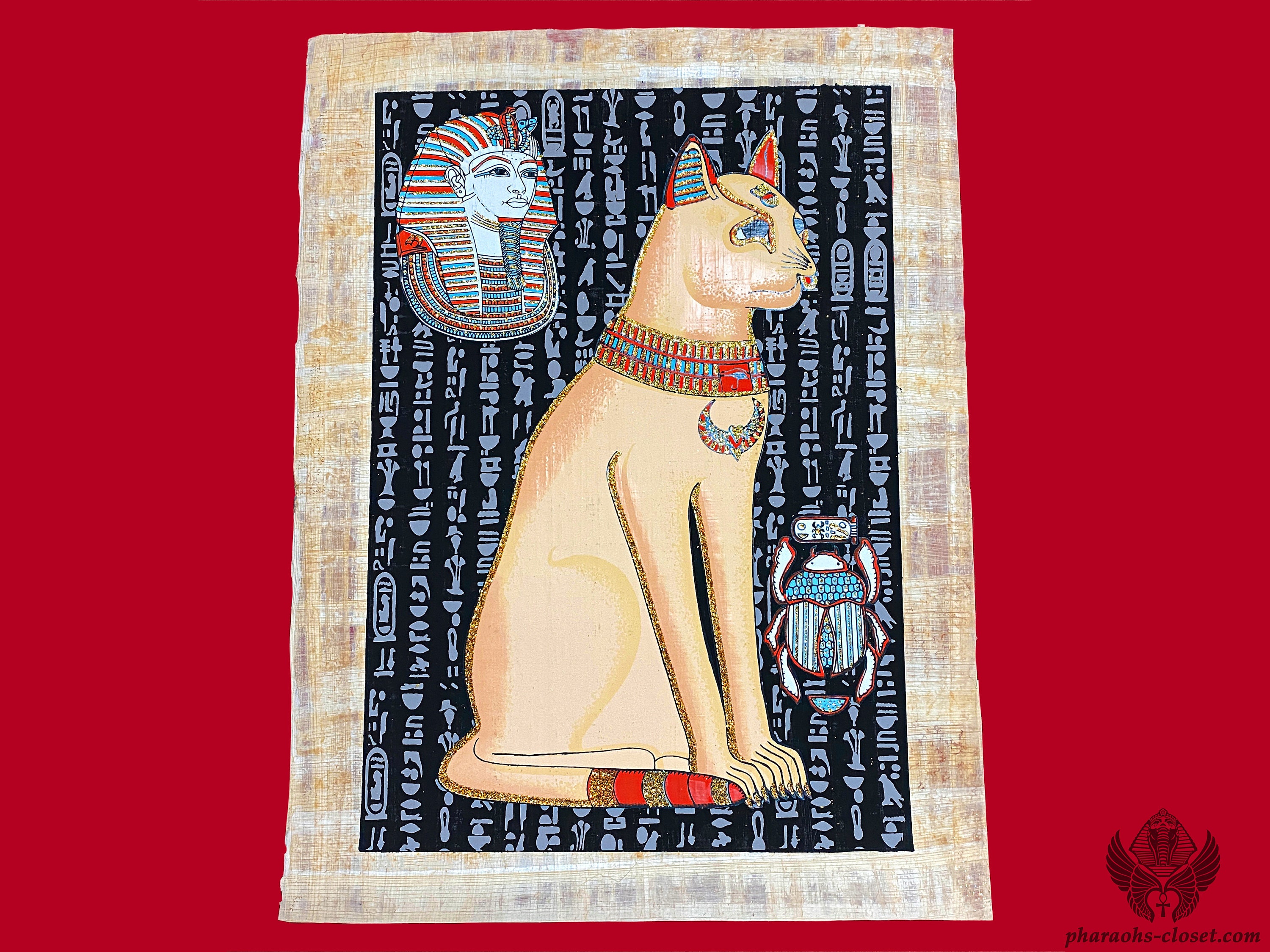 The Royal Bastet Glowing Papyrus Painting - Unique Ancient Egyptian Art ...