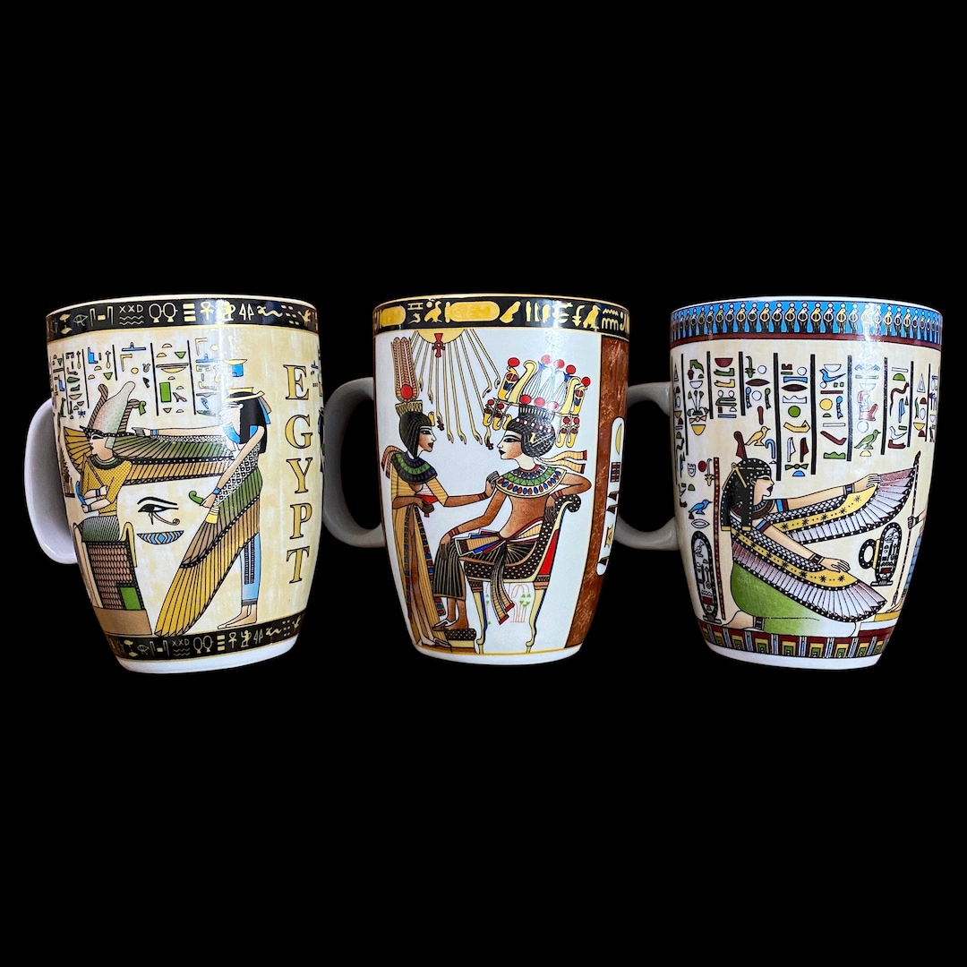 Unique Egyptian Mug Set for Hot N Cold Drinks Set of 3 Egyptian Mugs ...