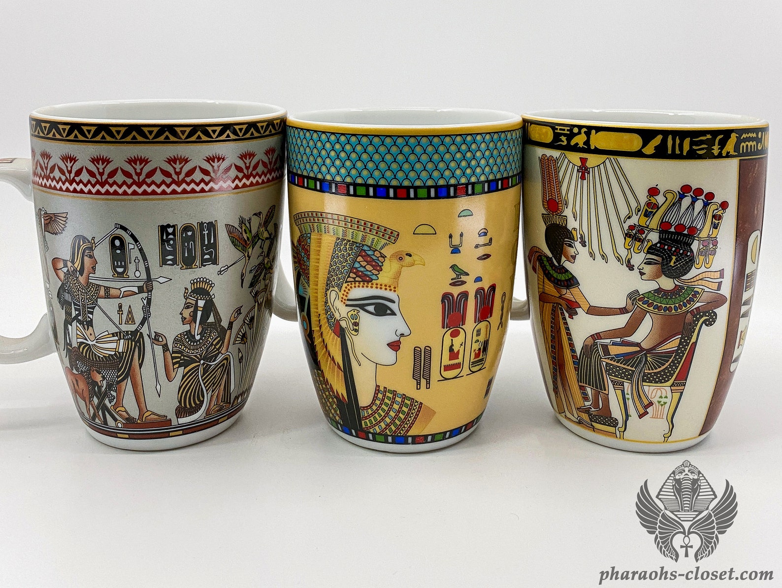 Blessed Egyptian Mugs Set of 3 Cleopatra Tut and | Etsy