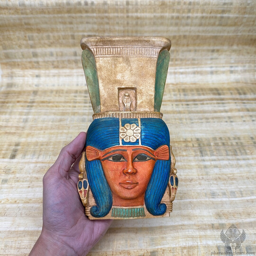 Charming Wall Mounted Stone Sculpture of Hathor Face Egyptian Altar ...