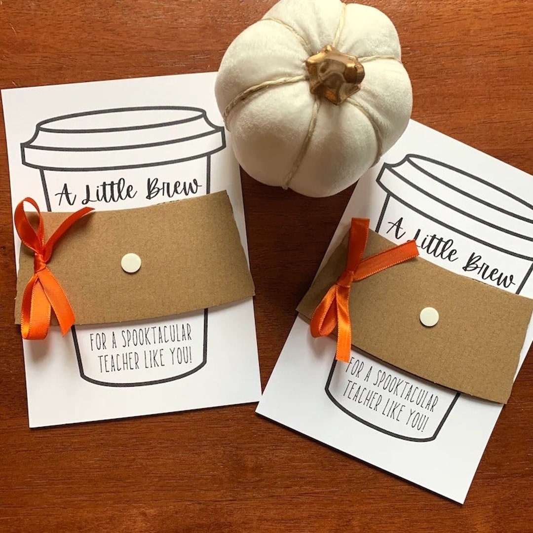 Halloween Teacher Gift, Fall Gift Card Holder, Pumpkin Spice and ...