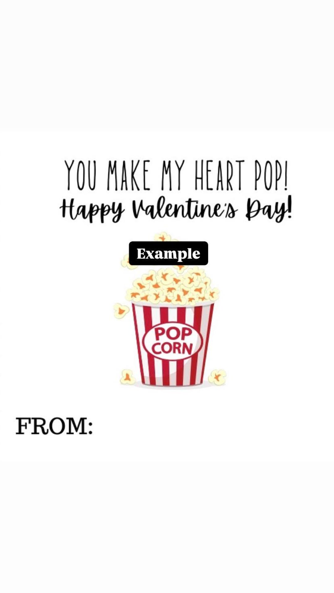 Popcorn Valentine, You Make My Heart Pop, Valentine, Class Valentines ...