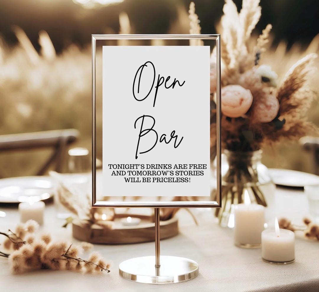 Wedding Sign, Open Bar Sign, Wedding Bar, Wedding Signs, Wine Bar ...