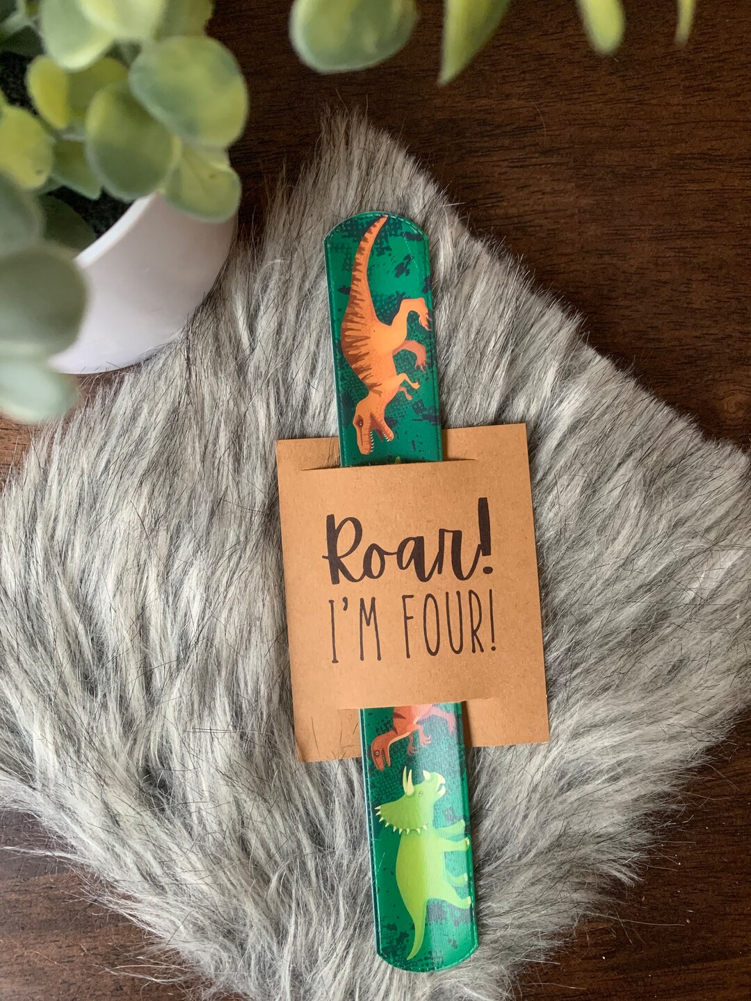 Dinosaur Theme Party Favors Dinosaur Slap Bracelets Roar I'm Four Three ...