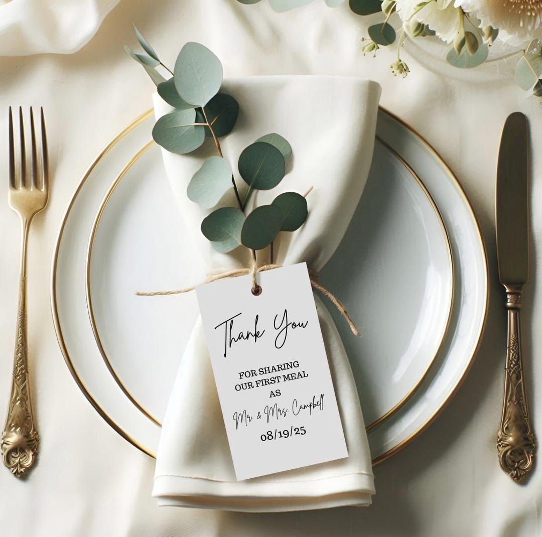 First Meal as Mr and Mrs, Tags, Wedding Favors, Wedding Meal Tags ...