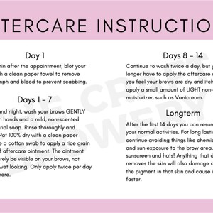 Modern Microblading Aftercare Instructions Template Permanent Makeup ...