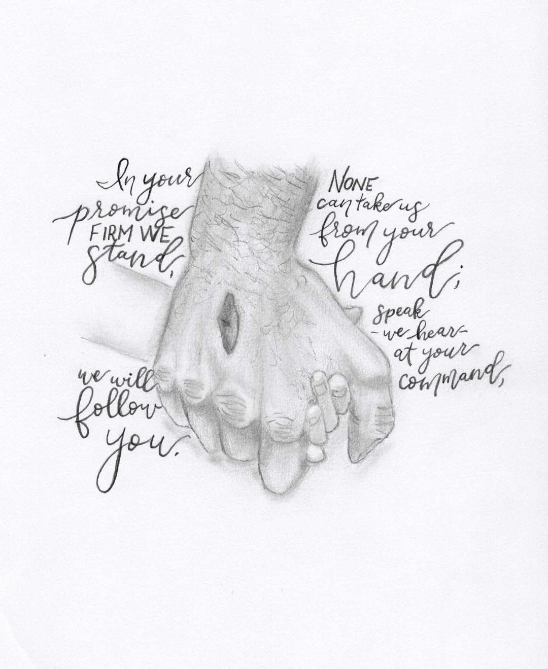 Digital Download Print None Can Take Us From Your Hand Pencil Drawing ...