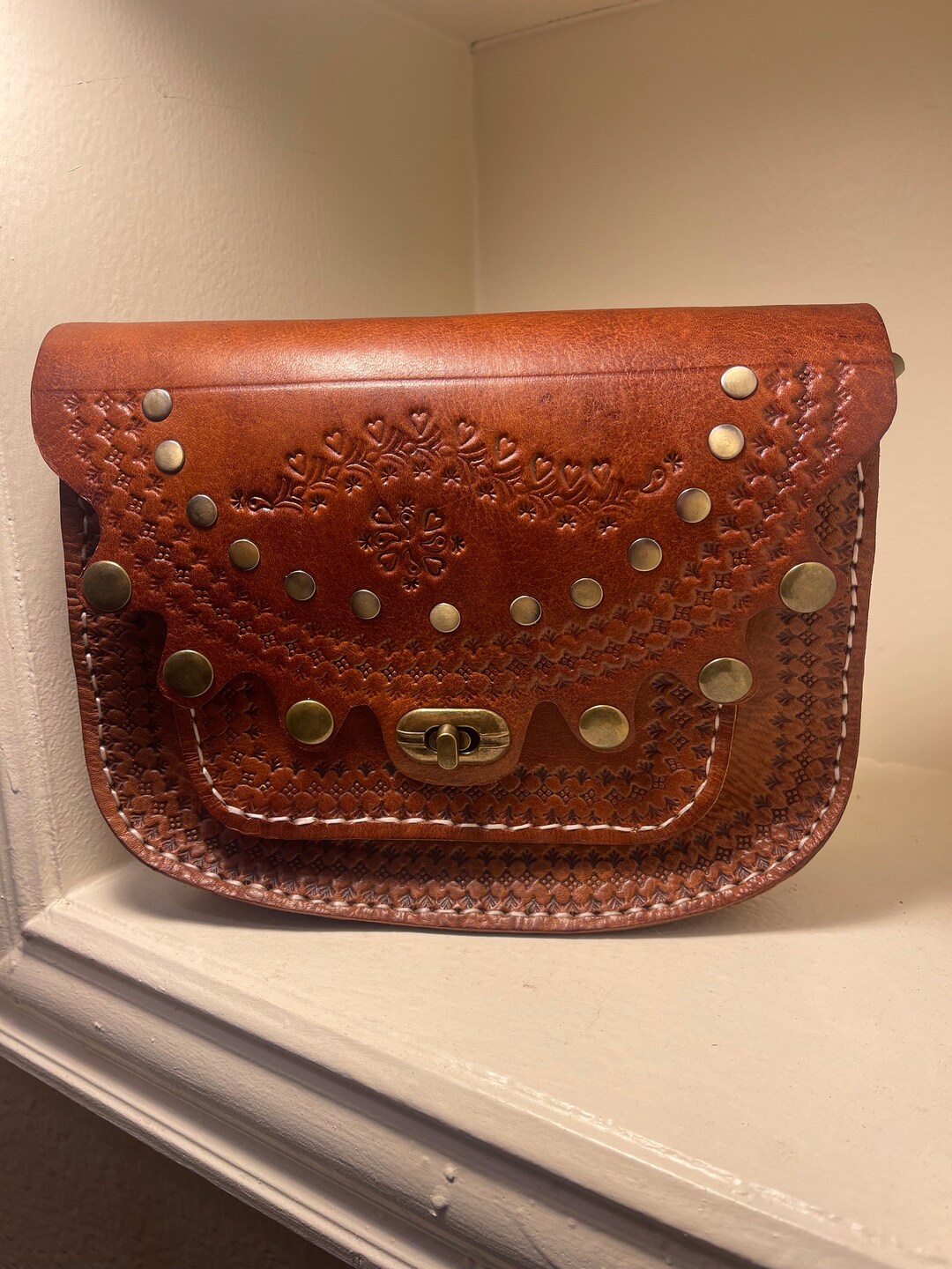 Handmade Leather Shoulder Bag - Natural Leather Bag, Handcrafted With ...