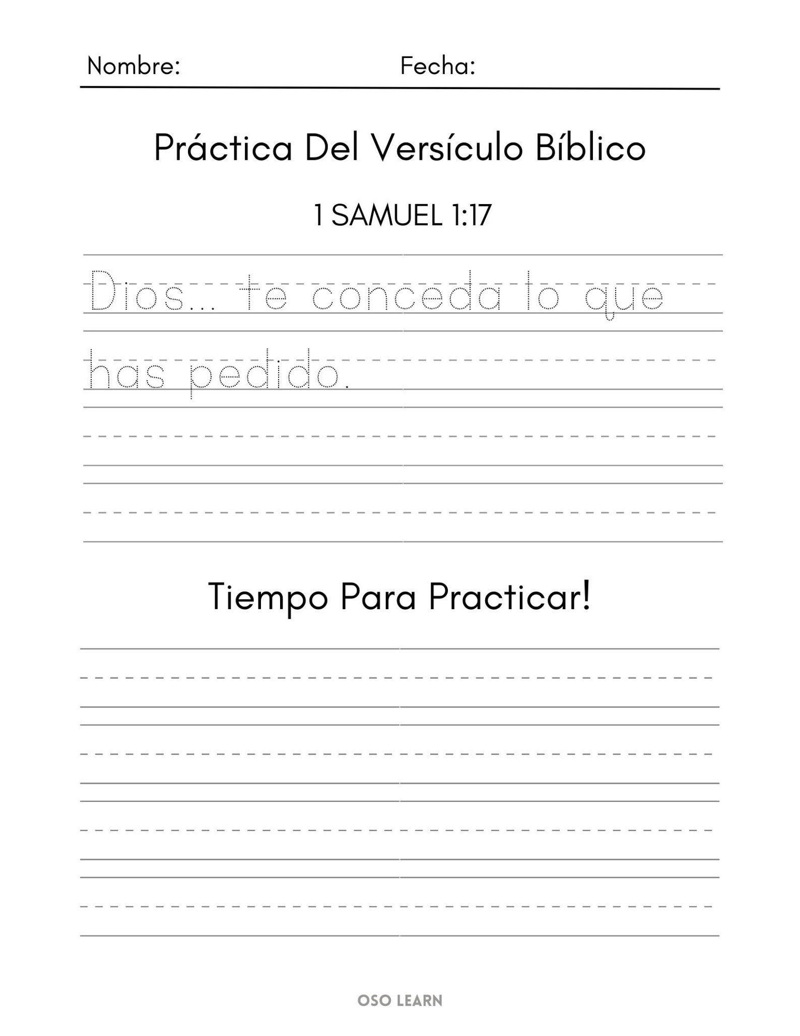 Spanish Kindergarten Bible Verse Tracing Sheets Gracelink 2024 Q3 - Etsy
