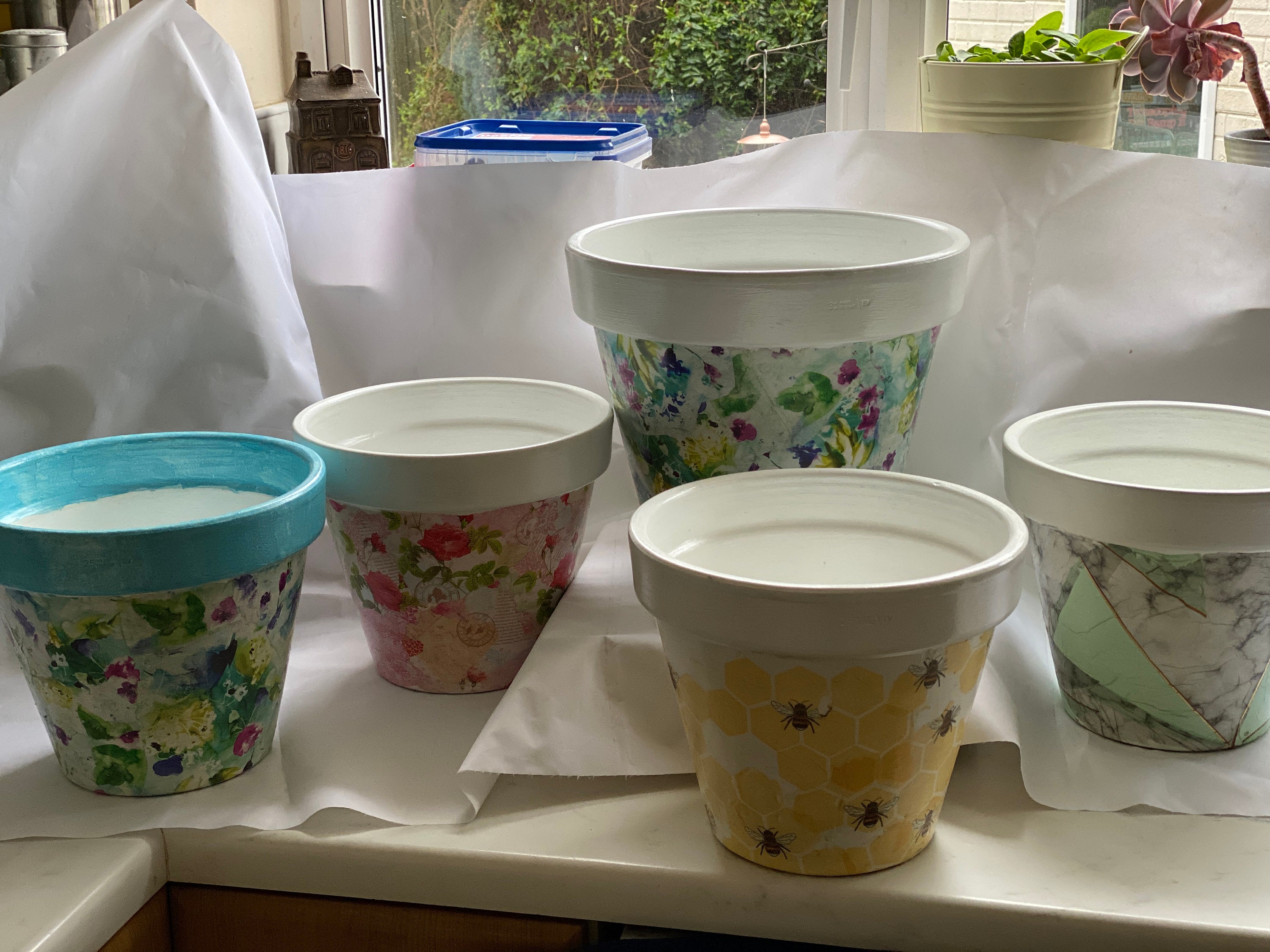 Hand painted decoupage planter plant pot. Large size & Unique | Etsy