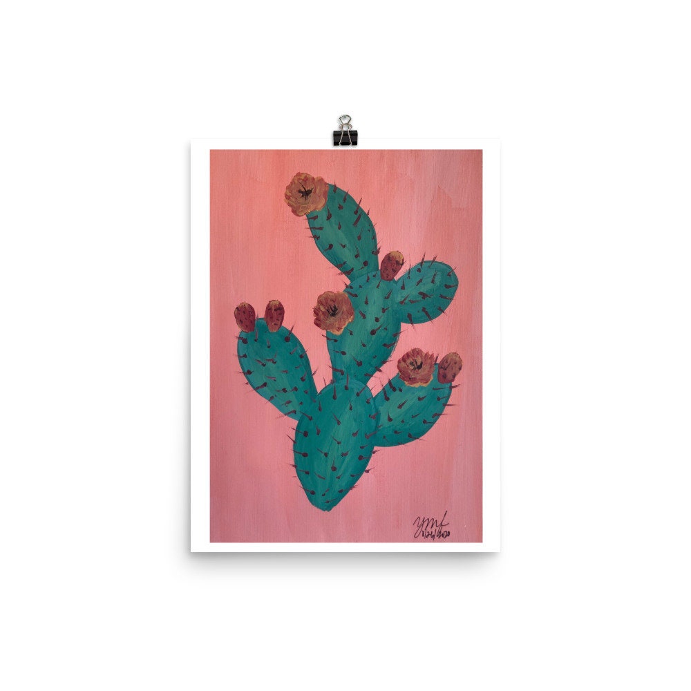 Nopal Con Tunas Poster Mexican Art Cactus Handmade - Etsy