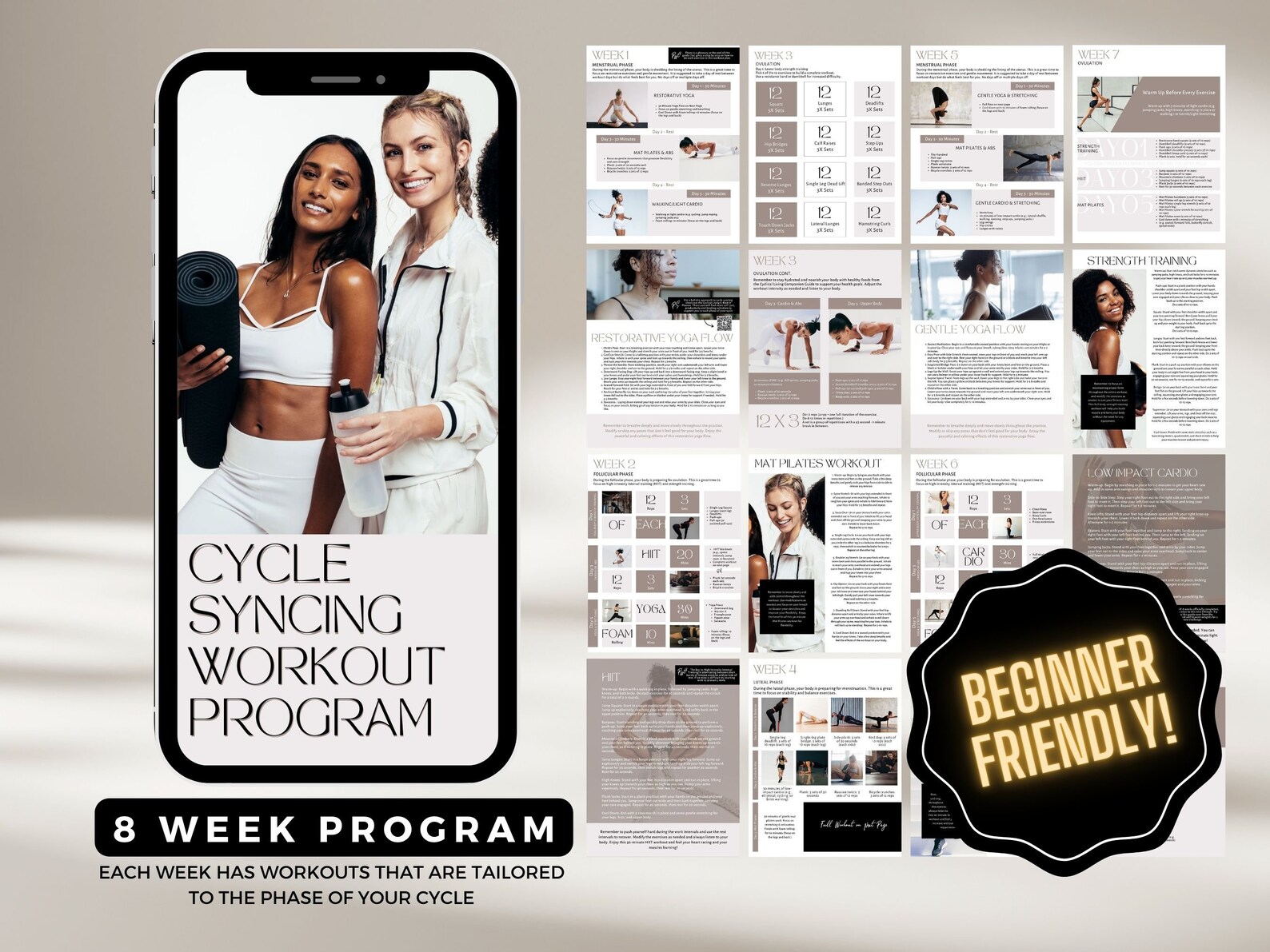 Cycle Syncing Workout Plan HOME Edition - 8 Week BEGINNER Fitness Plan for Your Menstrual Phases ...