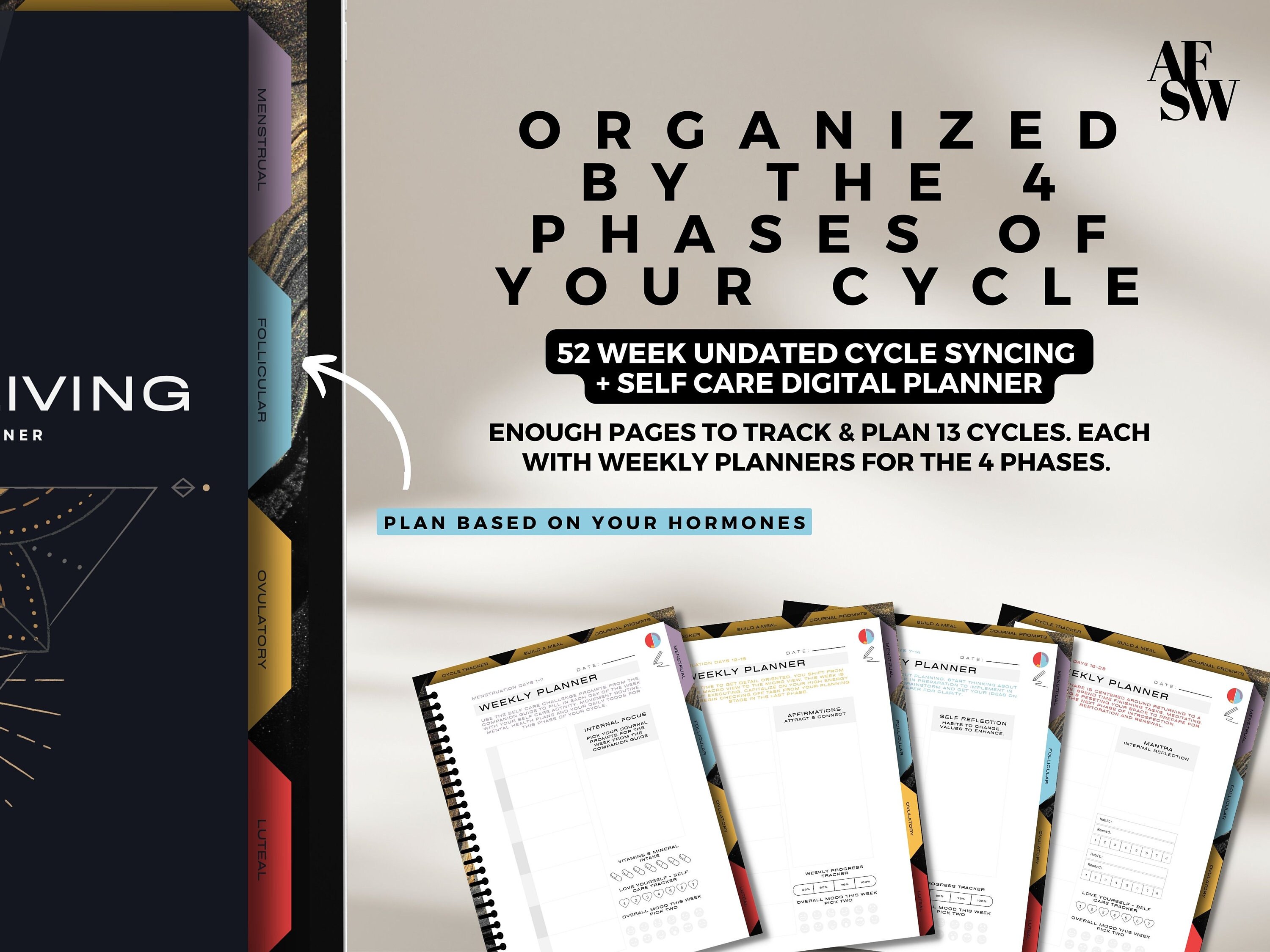 Cycle Syncing Planner DIGITAL Planner, 402 Pages Weekly Planner, Self ...