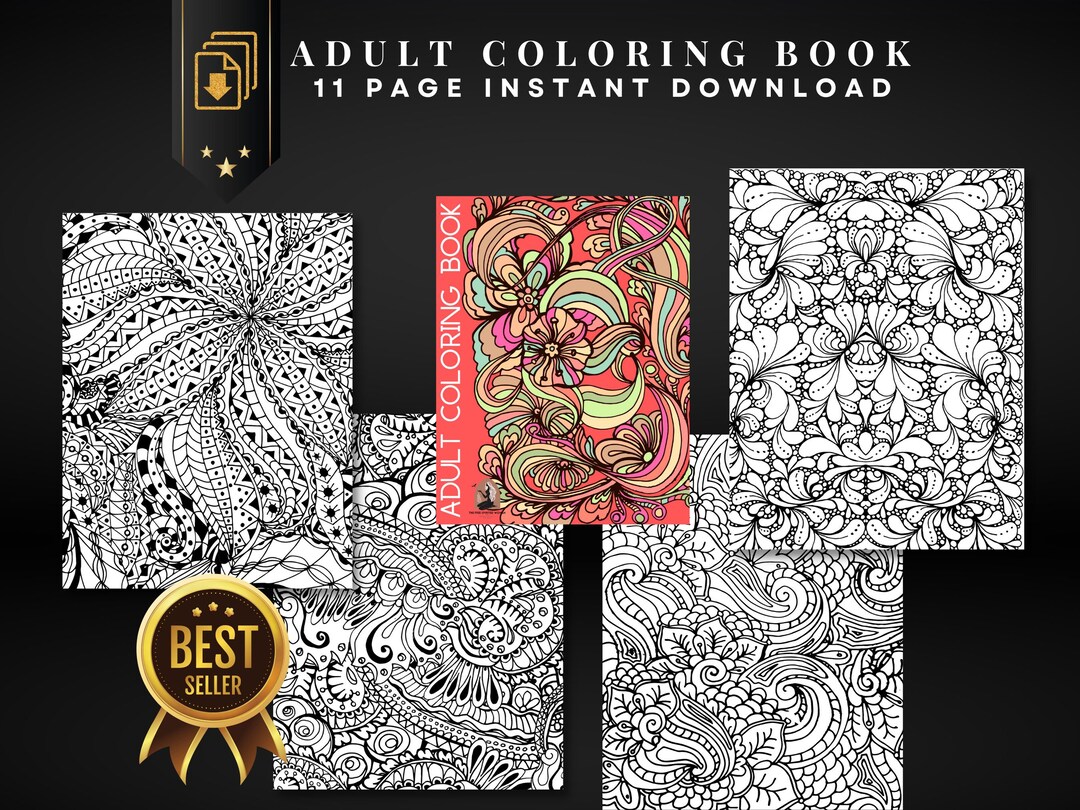11 Page Psychedelic DIGITAL Adult Coloring Book Printable Adult ...