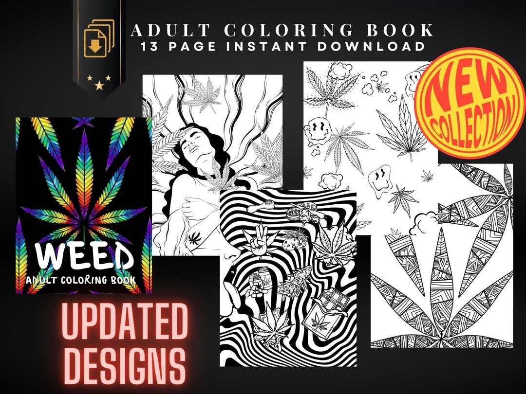 Stoner Adult Coloring Book 13 Pages Cannabis Trippy Get - Etsy