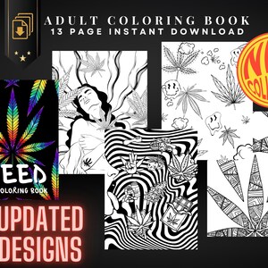 Stoner Adult Coloring Book 13 Pages Cannabis Trippy Get - Etsy