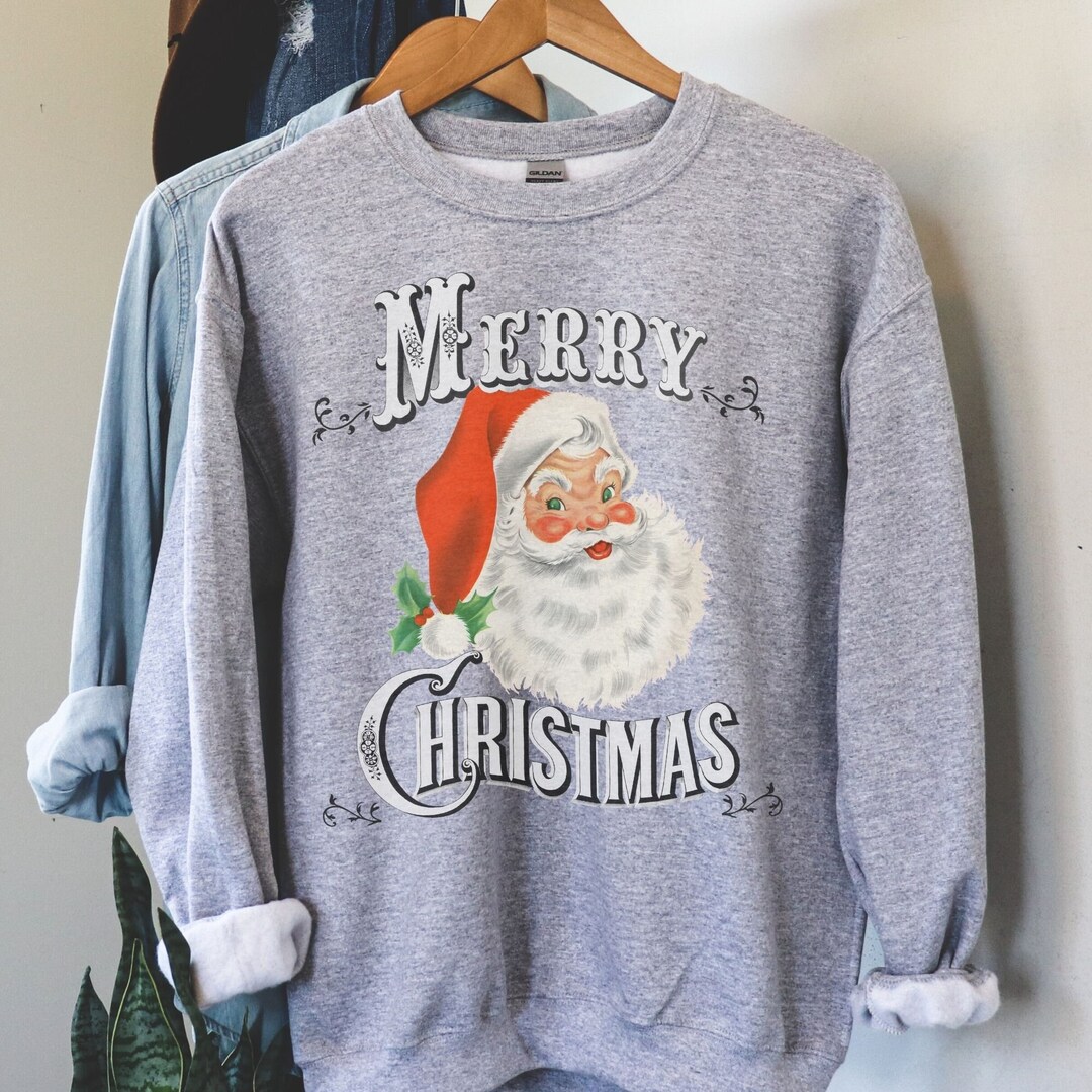 Retro Santa Sweatshirt, Santa Sweater, Vintage Graphic, Old Fashioned ...