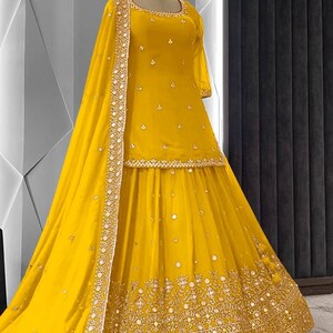 Beautiful Georgette Lehenga Choli Dress With Heavy Embroidery, Sequince ...