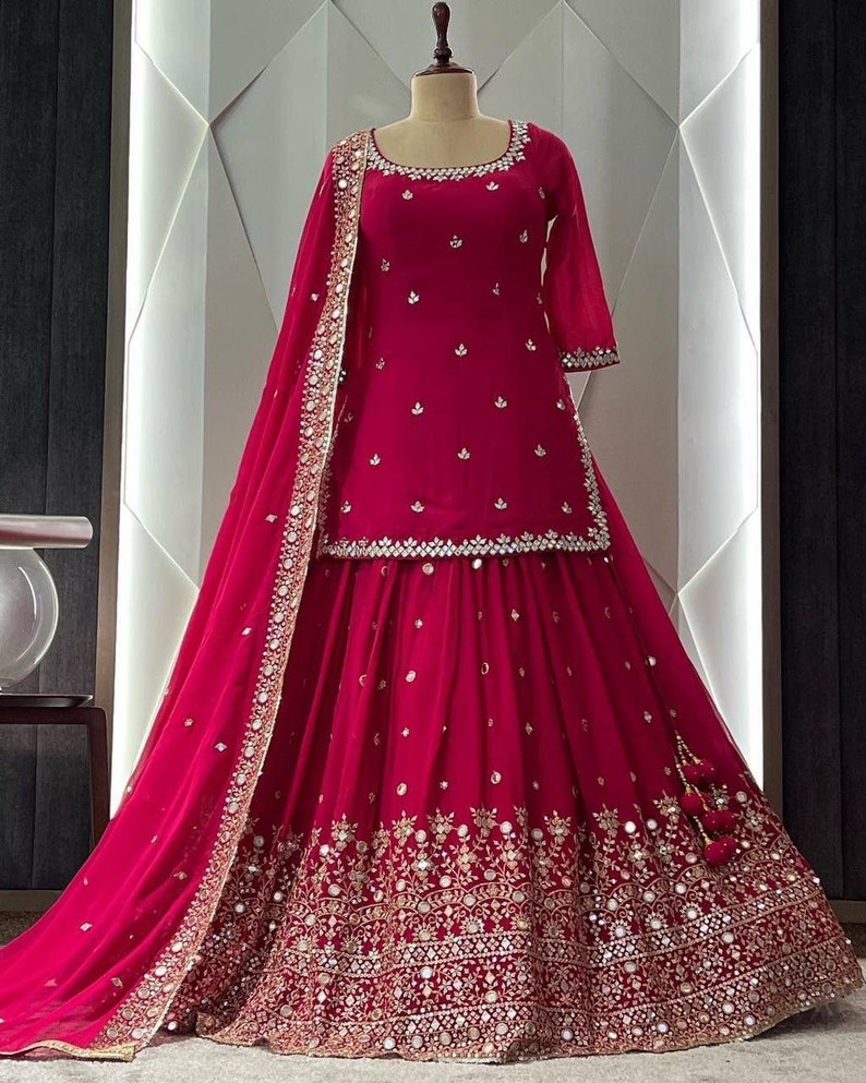 Beautiful Georgette Lehenga Choli Dress With Heavy Embroidery, Sequince ...