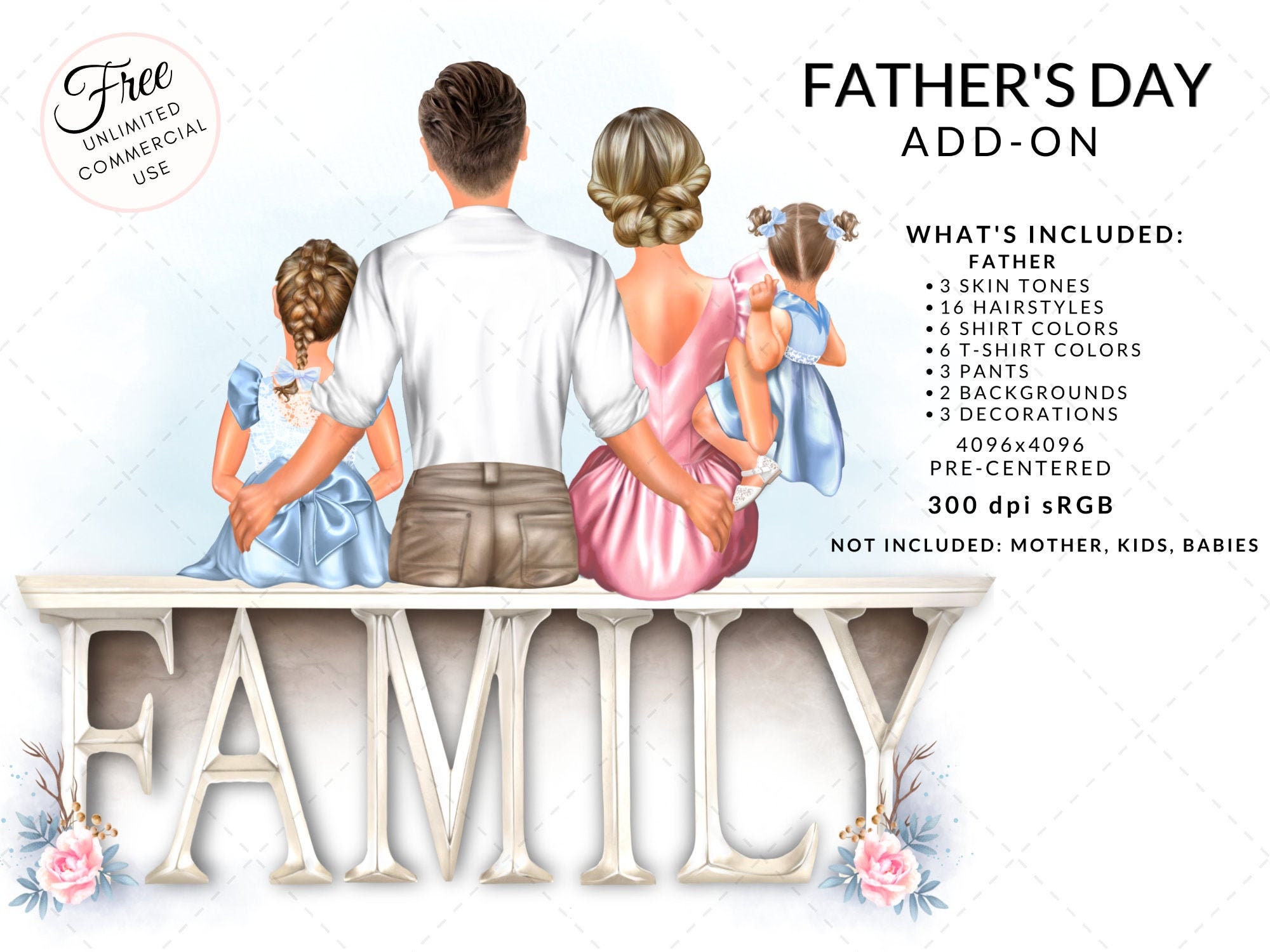 Father Family Addon for Mothers Day Clipart DIY Free | Etsy