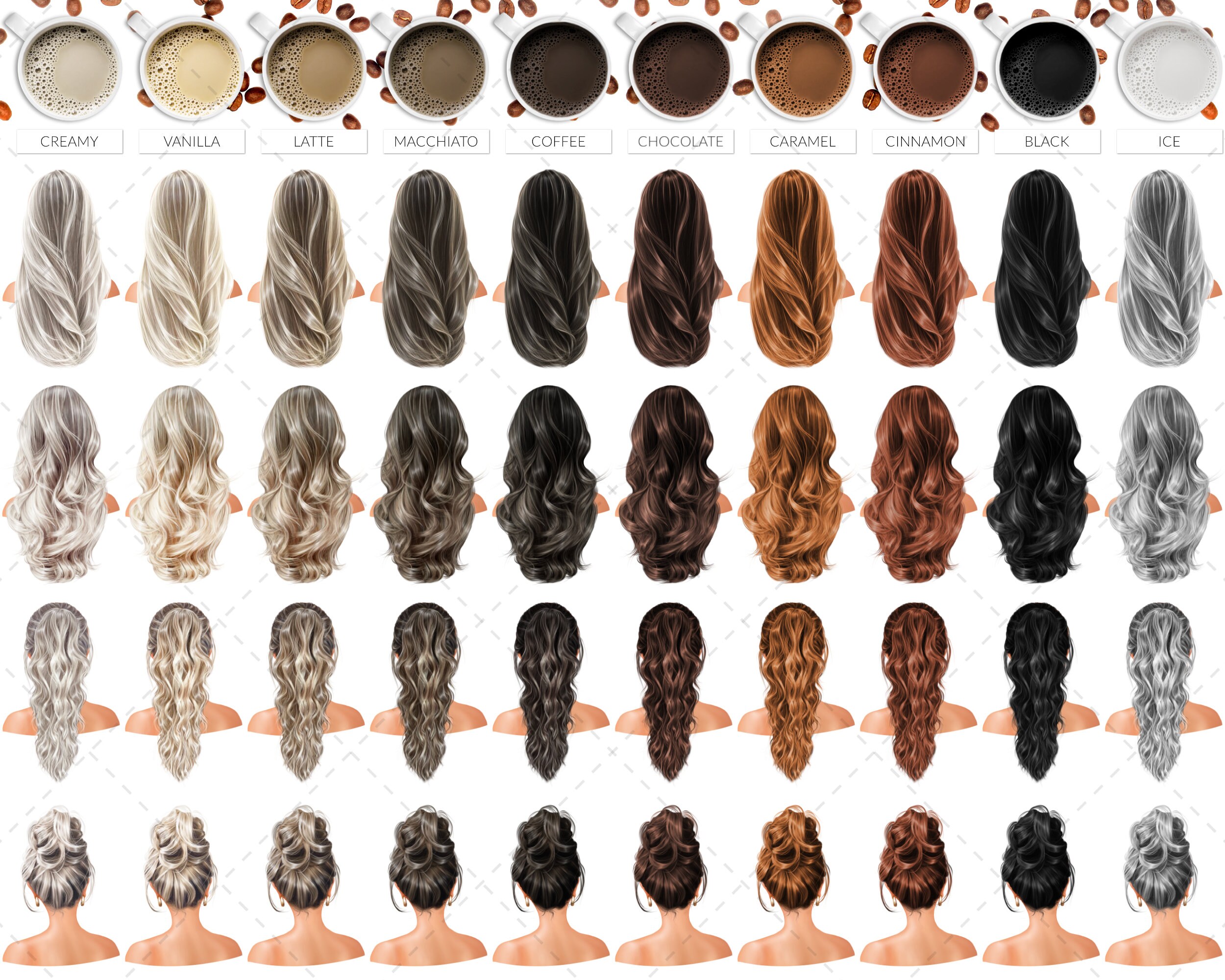 Woman Natural Hairstyle Pack 1 Wavy Hair Straight Hair | Etsy Canada