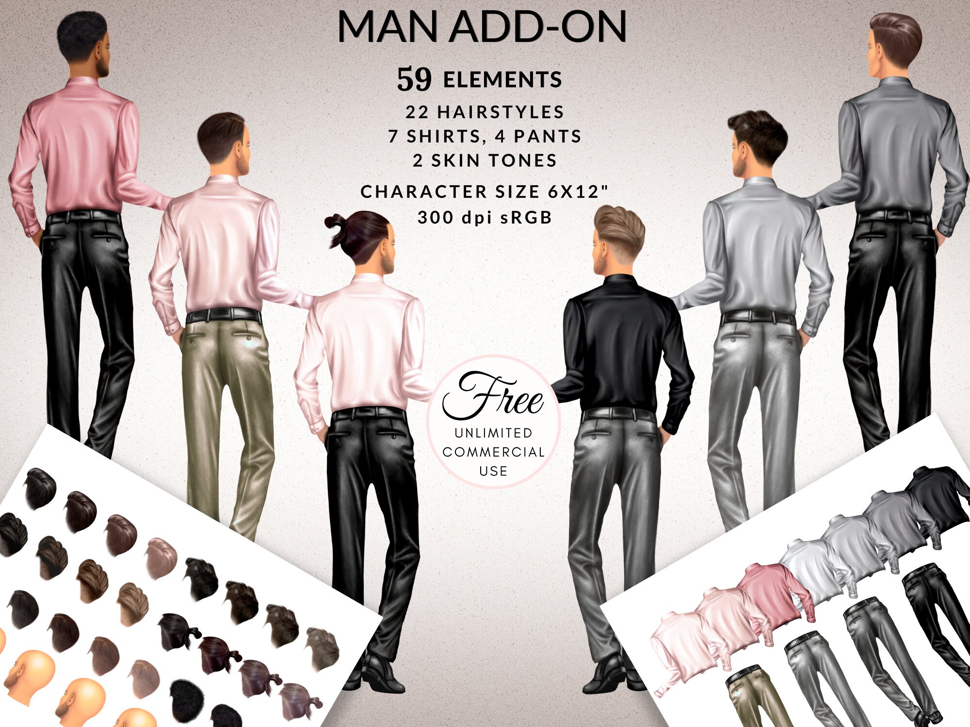 Man Add-on Clipart DIY, Free Commercial Use - Etsy