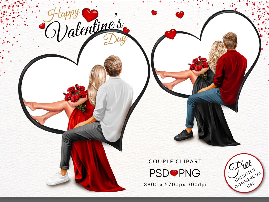Valentines Day Heart Couple Fashion Illustration Love Planner Gift DIY ...