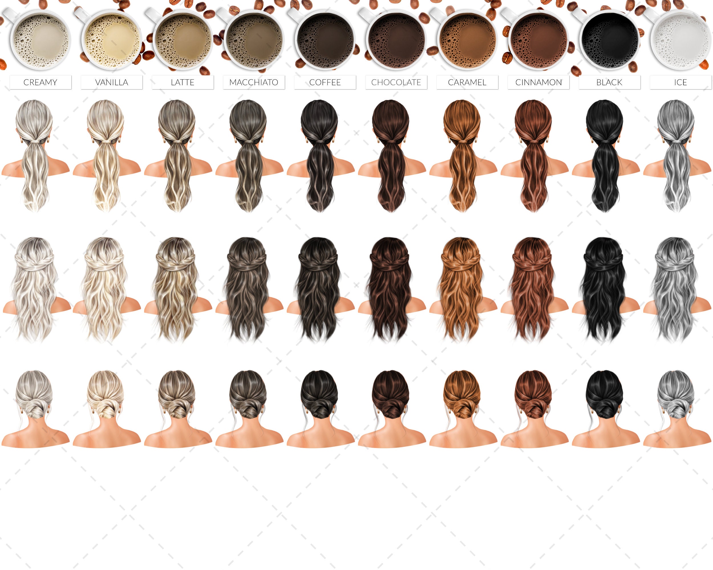 Woman Natural Hairstyle Pack 1 Wavy Hair Straight Hair - Etsy Canada