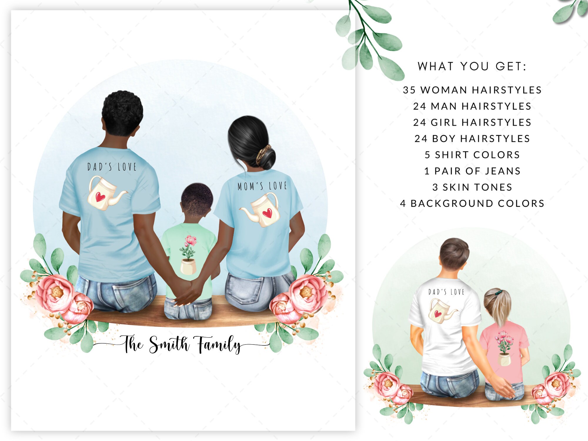 Our Family Clipart Mothers Day Fathers Day Custom Family - Etsy