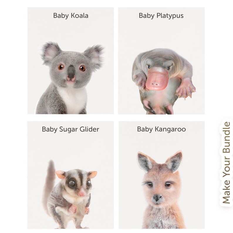 DIGITAL Australian Animal Wall Art, Aussie Animals, Baby Koala Nursery ...