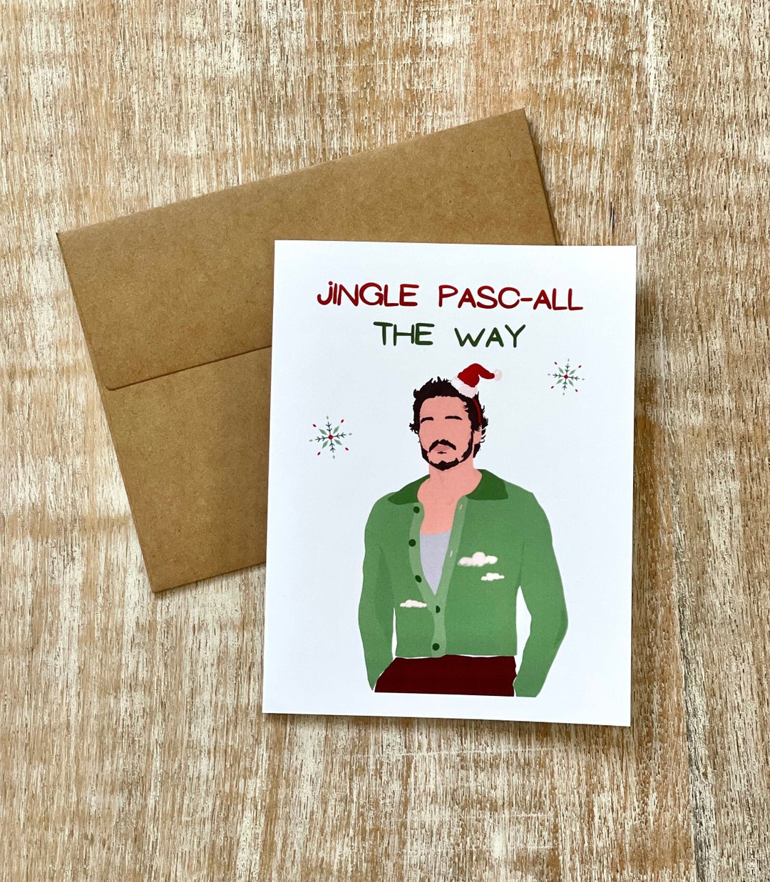 Pedro Pascal Inspired Christmas Card Pop Culture Holiday - Etsy