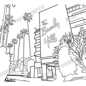 Los Angeles Coloring Pages: LA Landmarks Printable Illustrations (PDF ...
