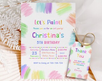 Birthday Party Invite Paint Brush - Etsy