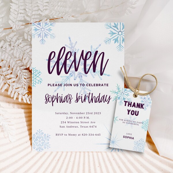 Snowflake Birthday Invitation - Etsy