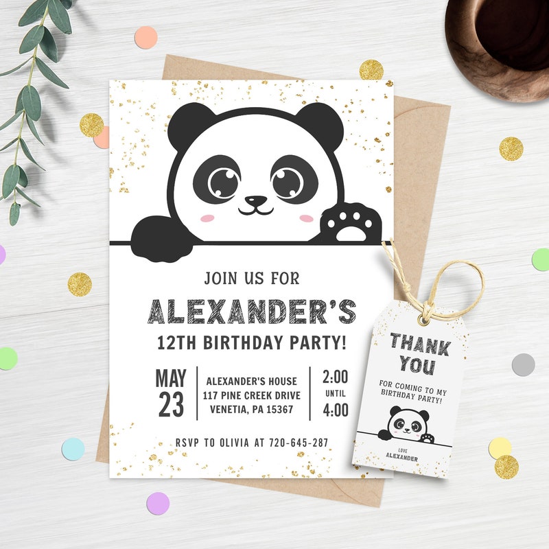 Panda Invitation - Etsy