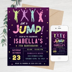 Editable Jump Birthday Invitation Jump Birthday Party Invitation ...