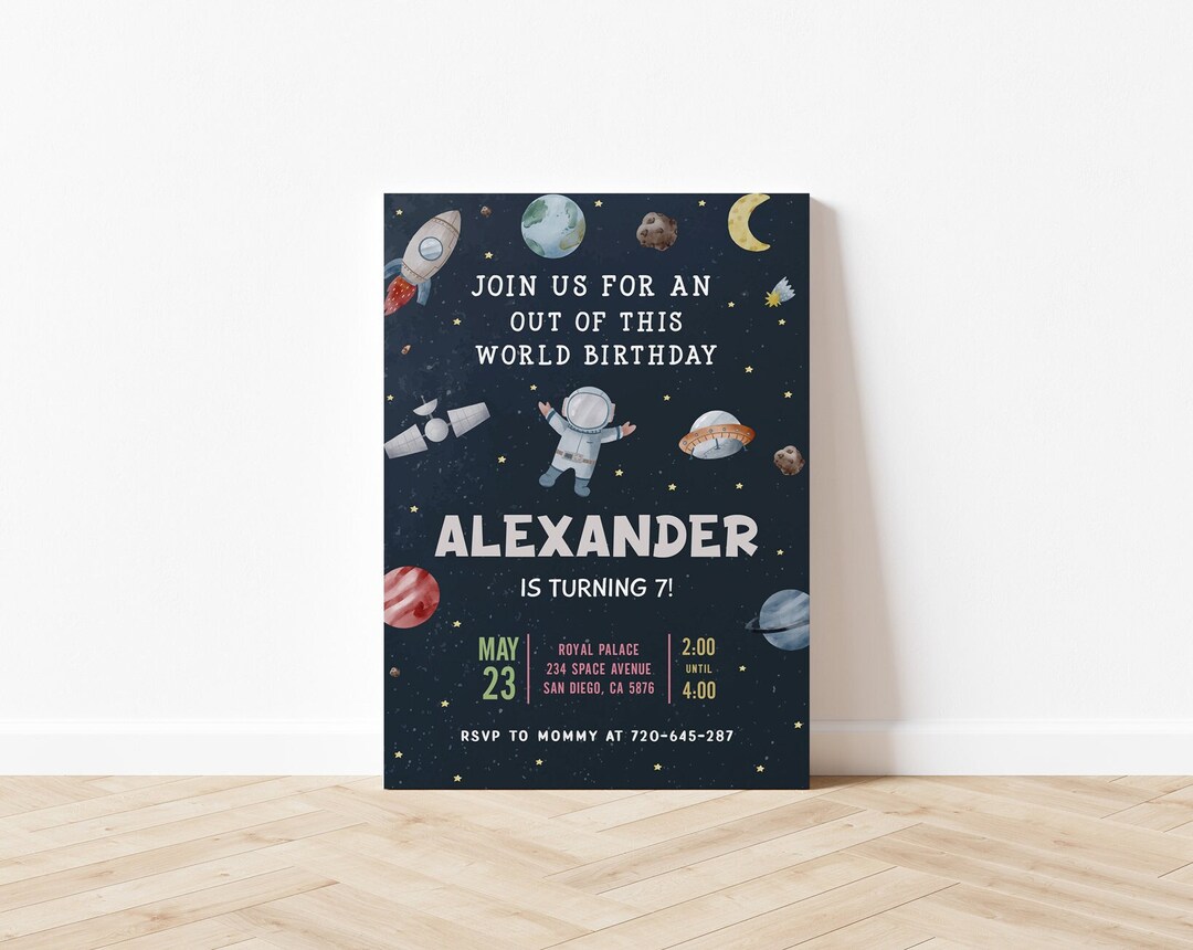 Astronaut Birthday Invitation Space Birthday Invitation Planet Birthday ...