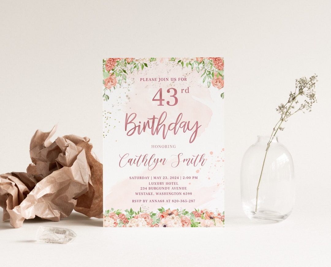 Editable Flower Birthday Invitation Template Wildflower Bloom Any Age ...