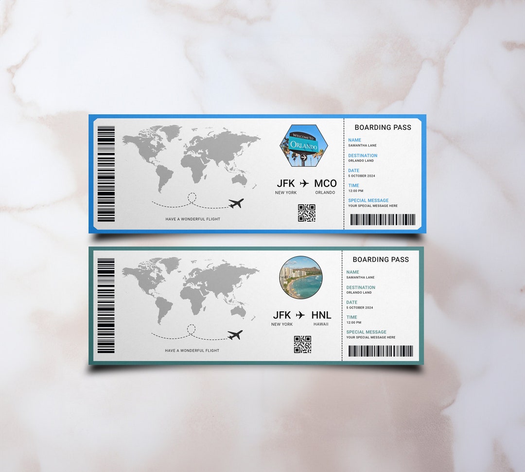 Holiday Surprise Reveal Ticket Template Boarding Pass Surprise Ticket ...