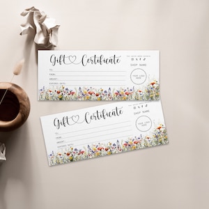 Wild Flower Gift Certificate Template Flower Bloom Gift Voucher Rose ...