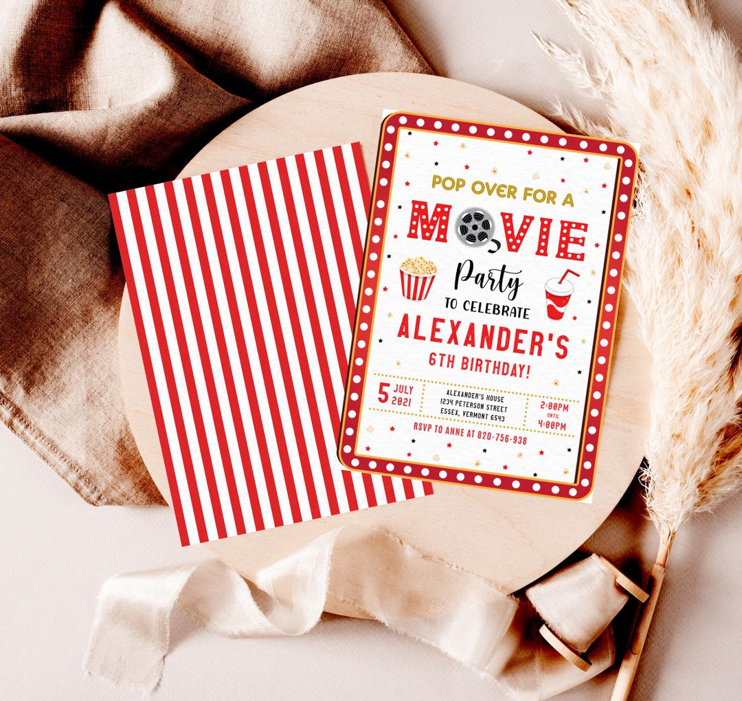Editable Movie Birthday Invitation Template, Theater Ticket Birthday ...
