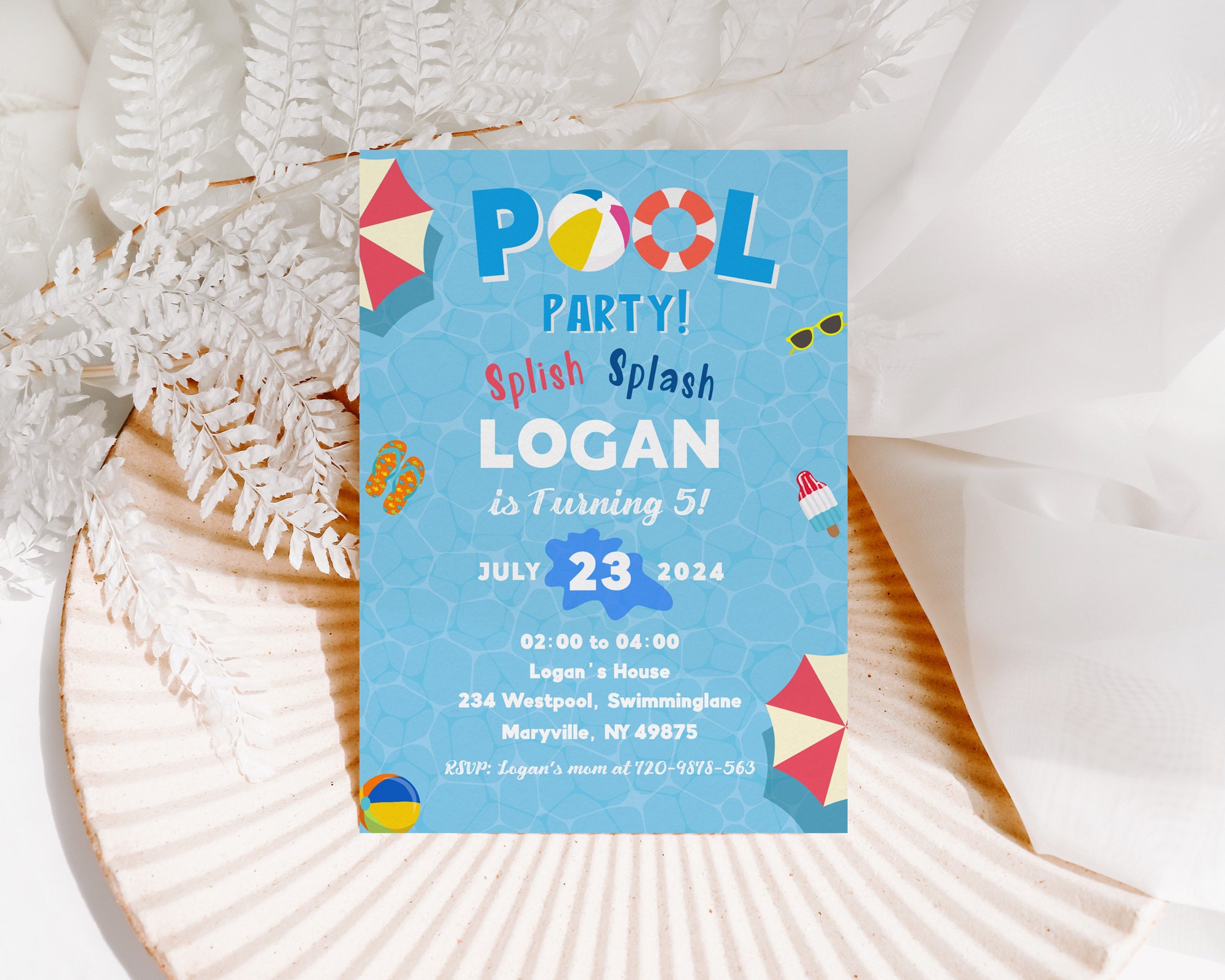 Pool Birthday Invitation Swimming Pool Party Birthday Invite - Etsy